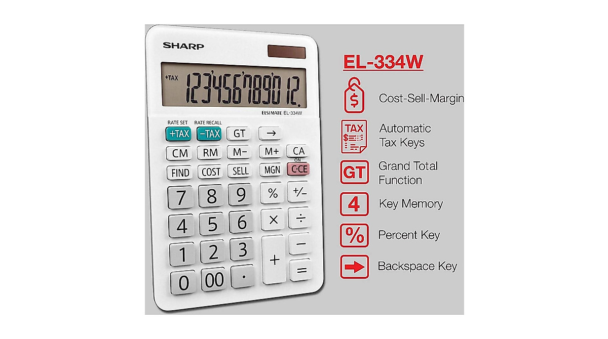 Sharp EL-334WB Business Calculator | Large LCD & Profit Keys