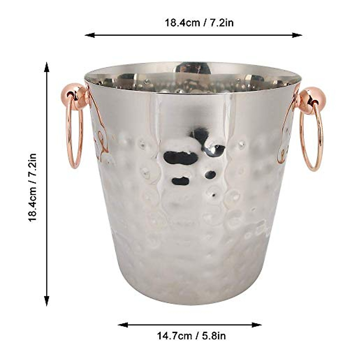 Ice Bucket, 3L Portable Stainless Steel Ice Bucket Container Champagne Barrel with Handle for Home Bar Use