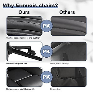 Executive Office Chair, Ergonomic Home Office Desk Chair with Wheels, Thicken Armrest and Lumbar Support, Upholstered Leather Computer Chair with Tilt Function, Black Task Chair