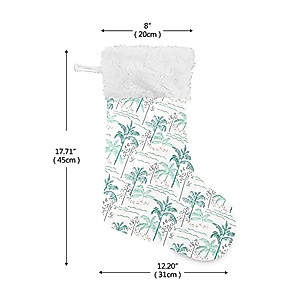 Kigai Christmas Stockings Cute Palm Trees Large Candy Stockings Stuffers Kids Cute Xmas Sock Decorations 1PC for Home Holiday Party 12" x18"