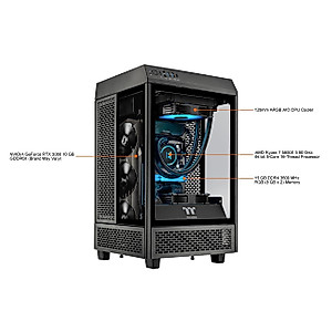 Thermaltake Reactor 380 Liquid-Cooled PC (AMD Ryzen 7 5800X, RTX 3080, 16GB 3600Mhz DDR4 RGB ToughRAM, Seagate FireCuda 520 NVMe 1TB, WiFi, Win 10 Home) Gaming Desktop Computer TW1B-B550-R38-LCS