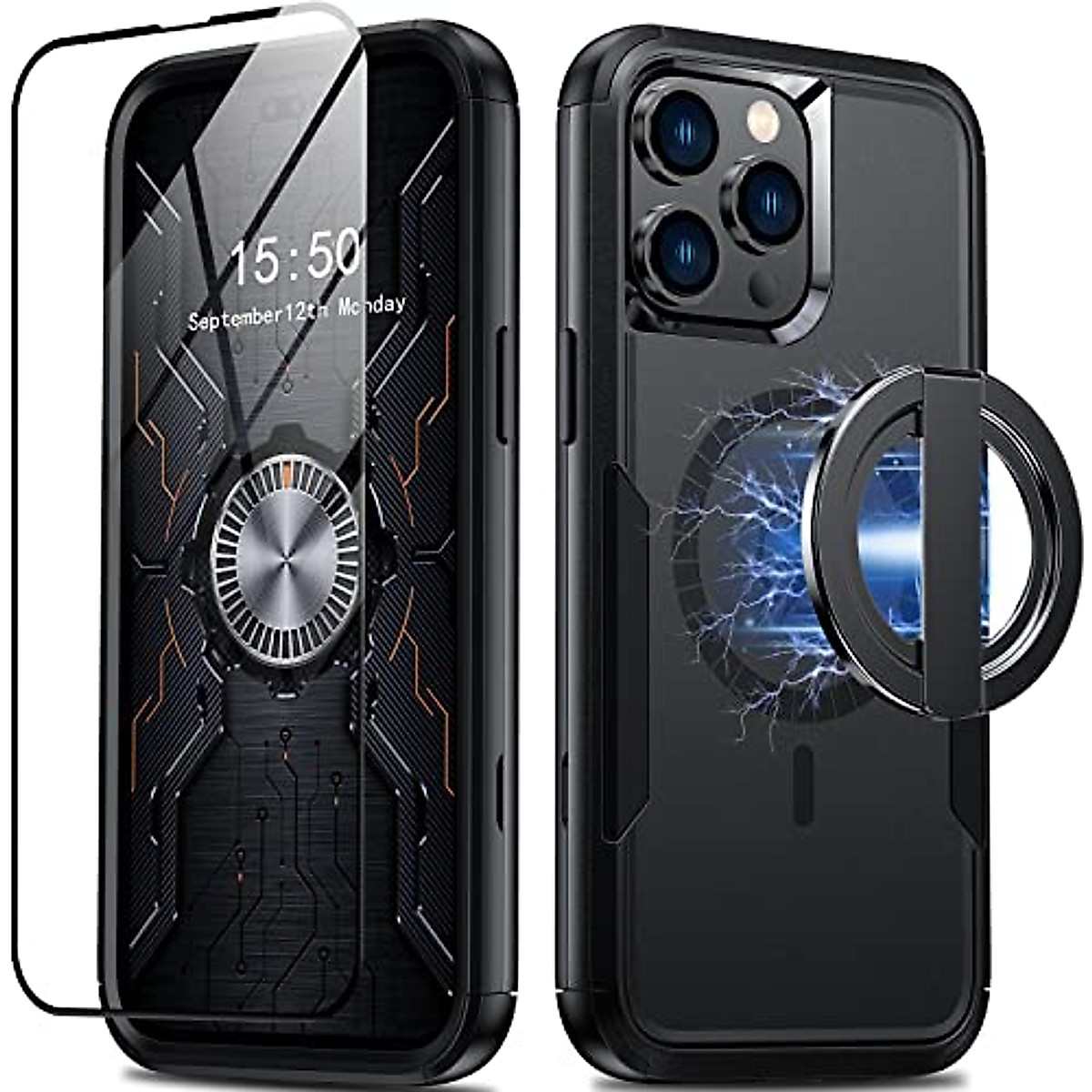 Joytra for iPhone 14 Pro Max Case Magsafe[6 in 1],Military Grade Shockproof Heavy Duty Protection[with 1Pack Tempered Glass Screen Protector+Bottle Opener Phone Bracket]Case for iPhone 14 Pro Max