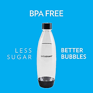 SodaStream 1L Twin Pack Dishwasher Safe Slim Bottle (Black)