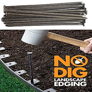 Landscape Stakes Metal Landscape Edging Anchoring Spikes, 10-Inch Length 50 Count, for Artificial Turf Stakes, Paver Edging, Weed Barrier, Timber, Carpentry, Tent and More by WOCHOLL