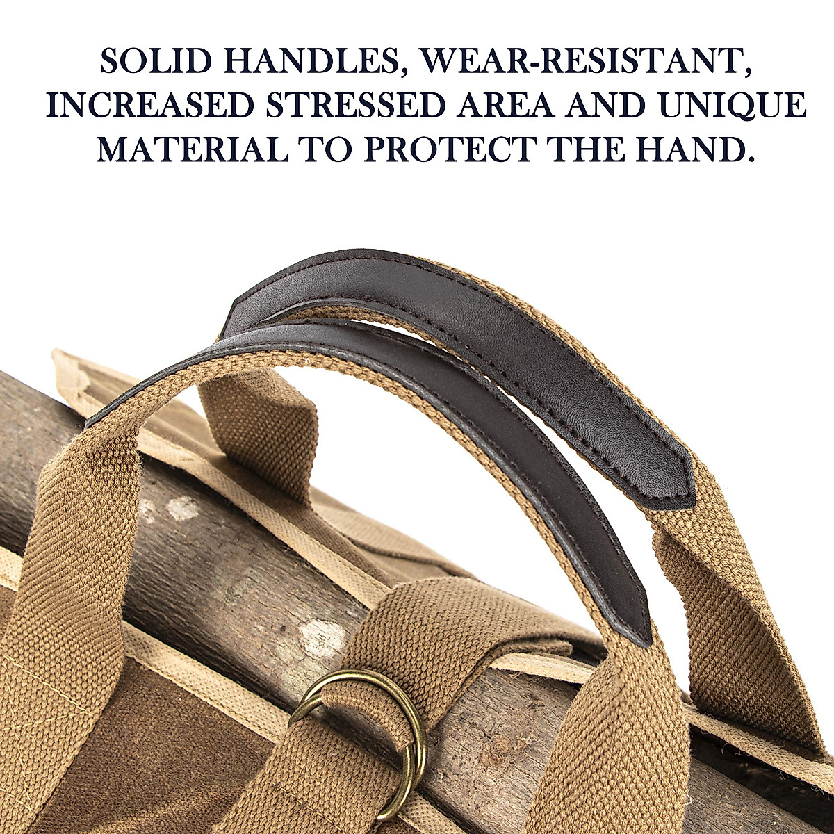 BHD Firewood Fireplace Carrier Logs Tote Holder 20 oz Waxed Canvas Sturdy Bag with Handles for Camping Indoor Outdoor Brown