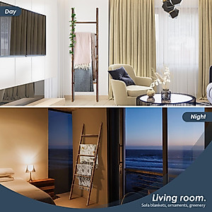 6-Tier Blanket Ladder Wooden, 5.7FT(66.5'') Blanket Quilt Towel Holder Rack Decorative Ladder, Easy Assembly, Rustic Farmhouse Ladder Shelf for The Living Room Bedroom Bathroom Home Decor, Brown