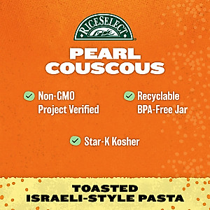 RiceSelect Pearl Couscous, Israeli-Style Wheat Couscous Pasta, Non-GMO, 24.5-Ounce Jar, (Pack of 1)