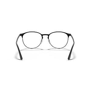 Ray-Ban RX6375 Round Prescription Eyeglass Frames, Black On Matte Black/Demo Lens, 53 mm