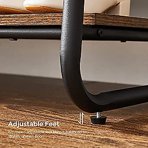 VASAGLE Clothes Rack, Clothing Rack for Hanging Clothes, Garment Rack with 2 Shelves, 6 S-Shaped Hooks, Steel Frame, for Bedroom, Rustic Brown and Black URGR112B01