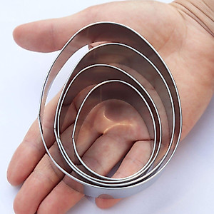 Easter Egg Cookie Cutter Set - 4 Piece - 4", 3 3/8", 2 1/2", 2" - Egg Shaped Cookie Cutters, Stainless Steel Biscuit Pastry Cutters