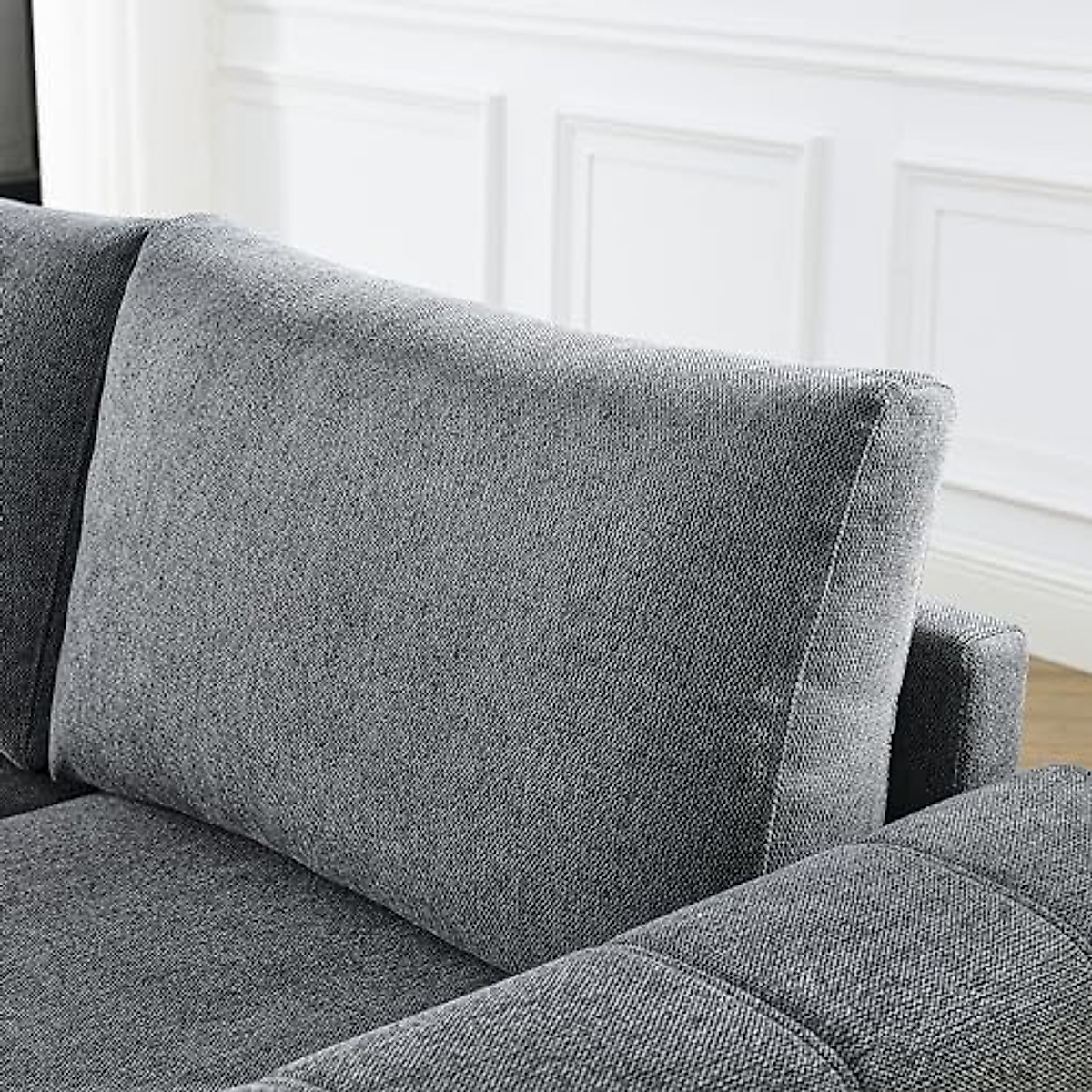 EZLUX Upholstered Modular Sofa Set, L-Shaped Sectional Couch with Ottoman for Living Room Apartment, Gray