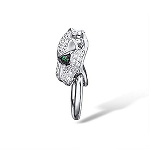 Santuzza Panther Pendant 925 Sterling Silver Leopard Pendants White Cubic Zirconia Green Spinel Jaguar Jewelry