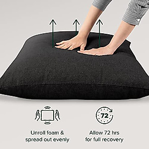 ZINUS Aidan Sling Accent Chair / Metal Framed Armchair with Shredded Foam Cushioning, Black