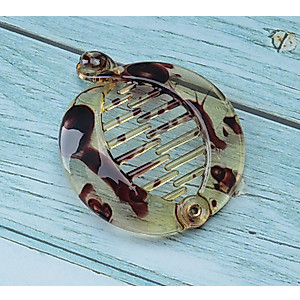 Sowaka 2 Pcs Small Banana Hair Clip Comb Fashion Locking Round Plastic Fishtail Hair Clip Grips Ponytail Holder for Women Girls Hair Styling Long Straight Curly Thick Hair (Flower)