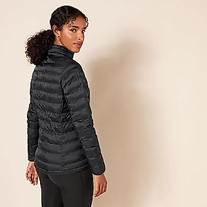 Amazon Essentials Women's Lightweight Long-Sleeve Water-Resistant Packable Puffer Jacket (Available in Plus Size), Black, Medium