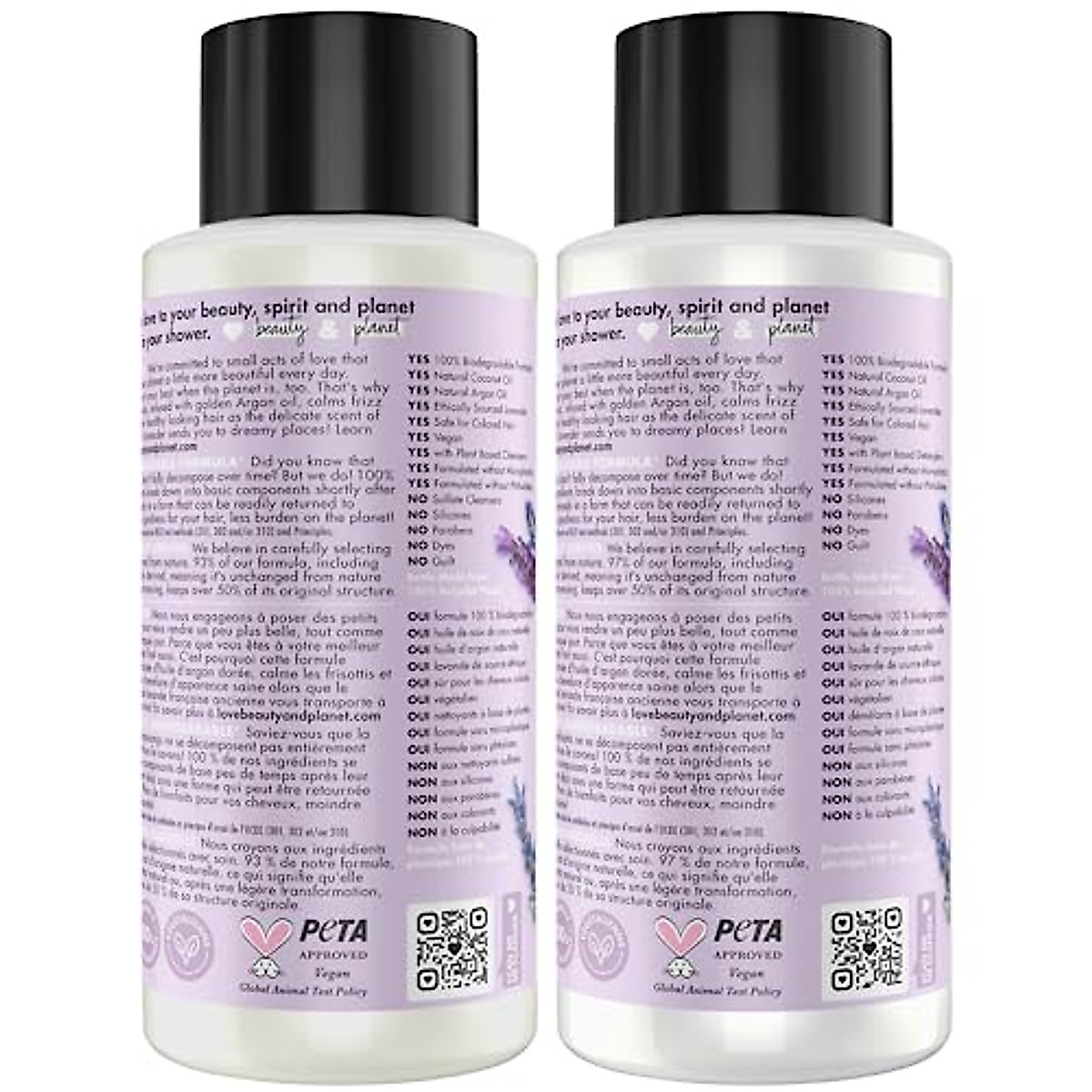 Love Beauty Planet Shampoo and Conditioner Set - Sulfate-Free Shampoo and Conditioner with Argan Oil & Lavender, Argan Oil Shampoo and Conditioner Set, Anti-Frizz Hair Products for Women, 13.5 Oz (2 Piece Set)