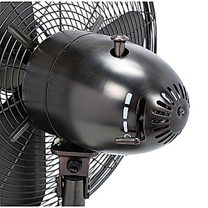 Hunter Adjustable 3 Speed Retro Pedestal Stand Floor Fan, 80 Degree Oscillation, 16", Onyx Copper