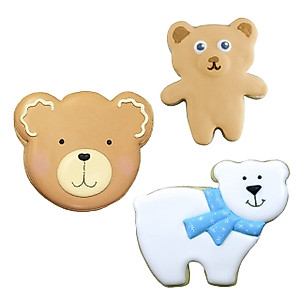 Bear Cookie Cutters 3-Pc. Set, Made in the USA by Ann Clark, Tiny Bear, Bear Face, Cute Bear