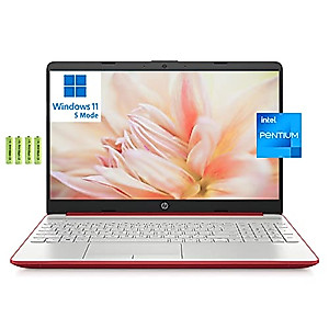 HP Newest 15.6" HD Laptop Computer, Intel Quad-core Pentium Processor, 16GB RAM, 1TB SSD, Office 365 1-Year, Numeric Pad, Webcam, Ethernet, Wi-Fi, Bluetooth, Windows 11 Home(S Mode), Red, /Battery