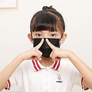ydscsci 50Pcs Kids Disposable Face Masks 3 Layer Children Protective Face Mask for Boys Girls Indoor Outdoor, Black