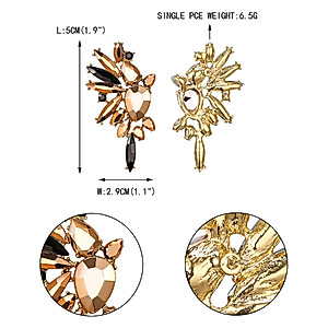 EVER FAITH Crystal Fashion Statement Earrings, Art Deco Marquise Teardrop Cluster Bling Colorful Dangle Earrings for Women Champagne Gold w/Black Gold-Tone