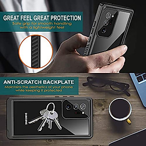 AMILIFECASES for Samsung Galaxy Note 20 Ultra Case Waterproof,with Built-in Screen Protector,Full Body Shockproof,Protective Case for Samsung Note 20 Ultra(Black/Clear)