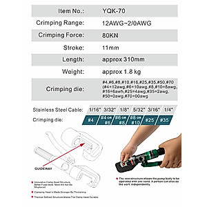 UTZIKO Hydraulic Crimper Tool for 1/8" 3/16" Stainless Steel Cable Railing Kit Hardware System Fittings, with Cable Cutter