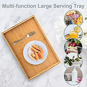 Wood Serving Tray with Handles Boobam Serving Tray Set for Food,Breakfast,Dinner,Ottoman Coffee Table, Parties,Restaurants(3 Pack)