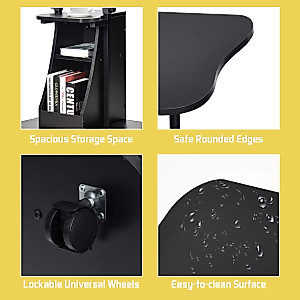 Tangkula Mobile Laptop Podium, Height Adjustable Podium Stand, Standing Desk, Rolling Desk Laptop Cart with Swivel Top & Movable Wheels