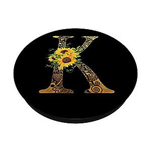 Sunflower Letter K - Phone Stand K Pop Phone Grip PopSockets PopGrip: Swappable Grip for Phones & Tablets