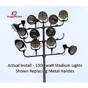 RuggedGrade 500 Watt LED StadiumPro III LED Stadium Lights - 66,500 Lumen LED Ballpark Lights - 5000K Bright White - 10KV Surge - 30 Degree - Flood Bracket