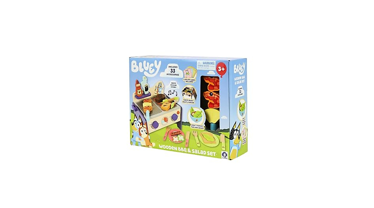 Bluey Wooden BBQ & Salad Set - 33-Piece Playset for Kids 3+