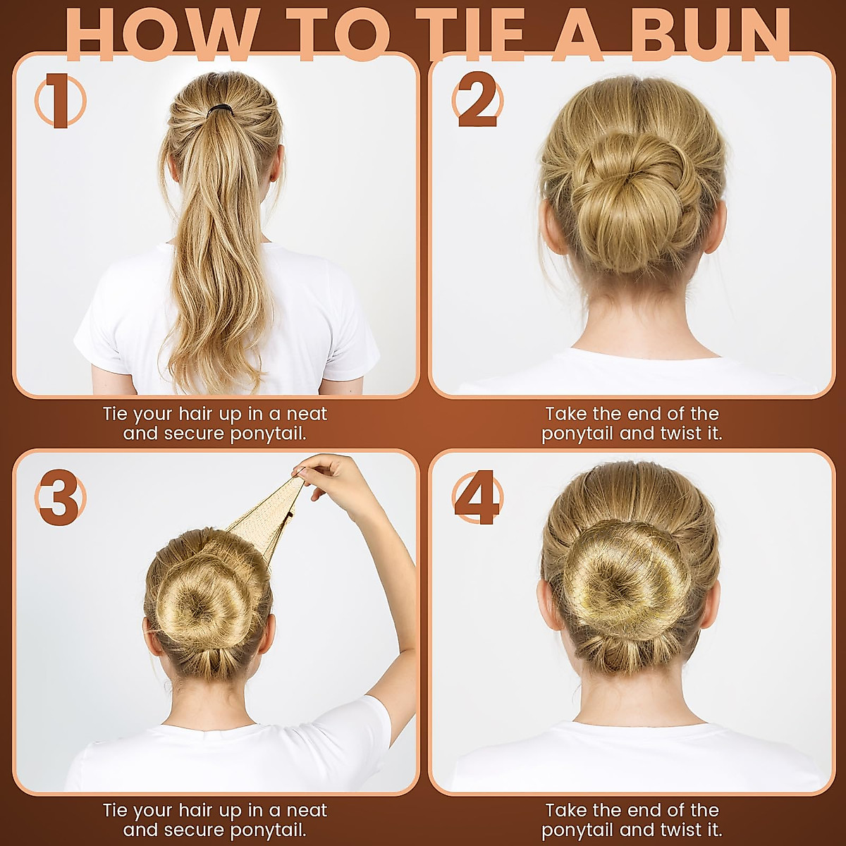 YGDZ 50cm Hair Nets for Buns, 40pcs - Light Coffee Nylon Mesh Hair Accessories for Ballet Girls, Food Service, Sleeping, Wig, Women, Girls, with 40 U Shaped Bobby Pins, Hair Ties