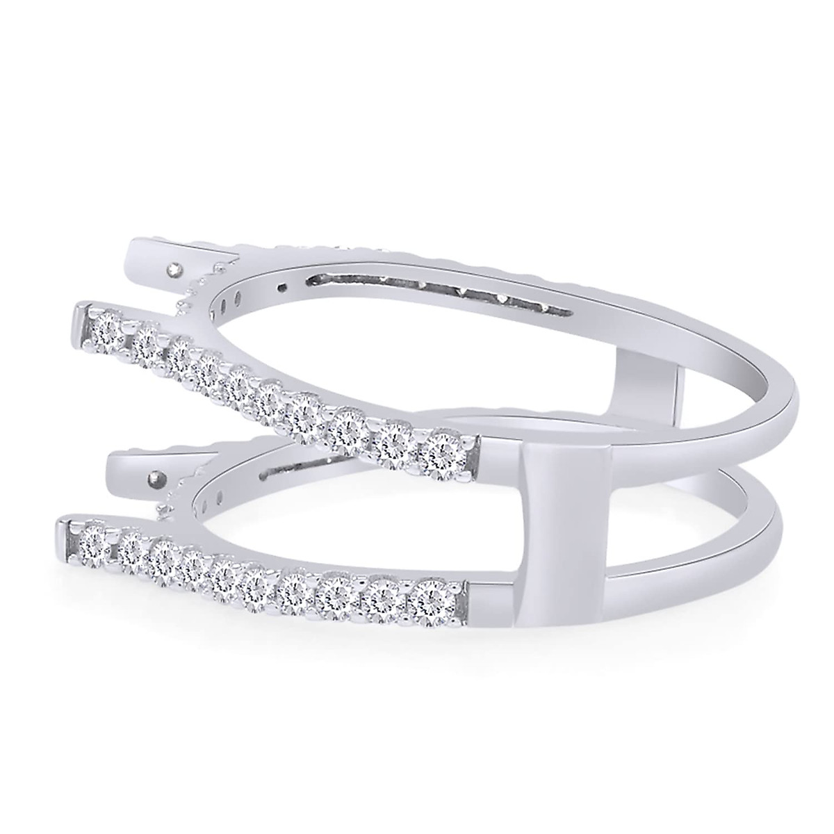 AFFY 1/2 Ct. Cathedral Ring Enhancer in 14K Gold Over Sterling Silver with Cubic Zirconia 0.5 Cttw Ring Size-8