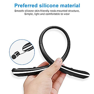 CHENG FEI KE Bluetooth Headphones,Retractable Wireless Earbuds Neckband Headset Sports Noise Cancelling Stereo Earphones with Mic 24 Hrs Playtime Call Vibrate Alert (Black)