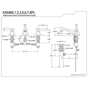 Kingston Brass KS4465PL Metropolitan Widespread Lavatory Faucet with Porcelain Lever Handle, Oil Rubbed Bronze