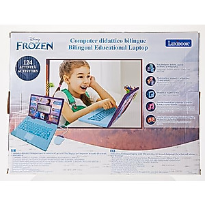 Lexibook JC598FZi5 Disney Frozen 2-Educational and Bilingual Laptop Italian/English-Girls Toy with 124 Activities to Learn, Play Games and Music with Elsa & Anna-Blue/Purple, Multicoloured, Small