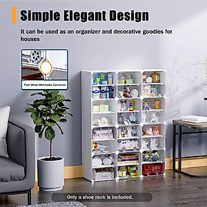 KONKENIE 12 Tiers Dust-proof Shoe Boxes 96 Pairs Modern Cube Storage Cabinet Rectangle Stackable Closet Shoe Box Storage Cabinet Organizer for DIY Home Bedroom Living Room Porch White (4 * 12)