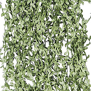 LNIMI Artificial Vines 40 M Fake Hanging Plants Silk Ivy Artificial Leaf Garlands Simulation Foliage Rattan Green Leaves Decorative Home Wall Garden Wedding Party Wreaths Decor