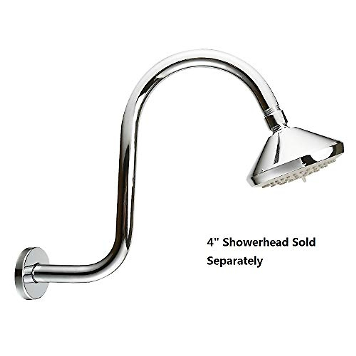 Purelux Goose Neck Shower Arm Water Outlet PJ1201 Made of Stainless Steel, Chrome Finish Showerhead Extension