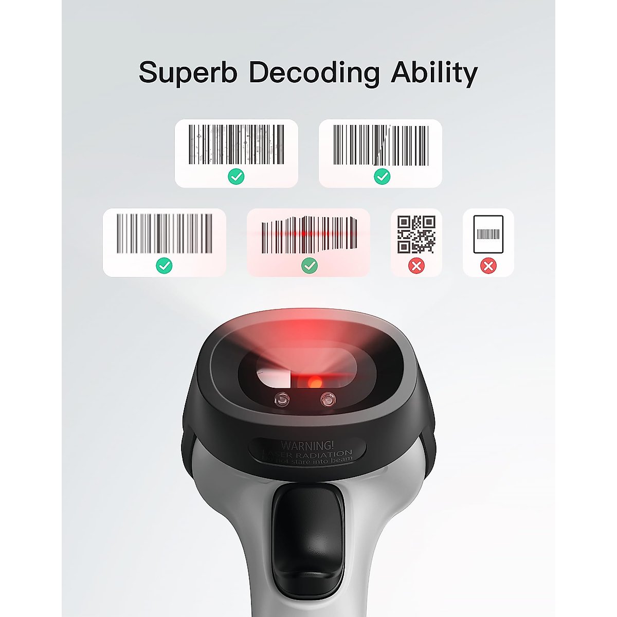 Inateck Barcode Scanner with Hands Free Adjustable Stand, Bundle Product, BCST-70 and BCST-S