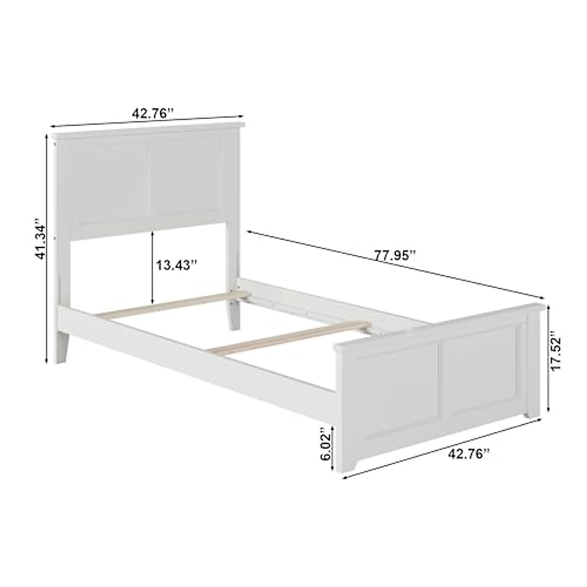 AFI Madison Twin Traditional Bed with Matching Footboard and Turbo Charger in White