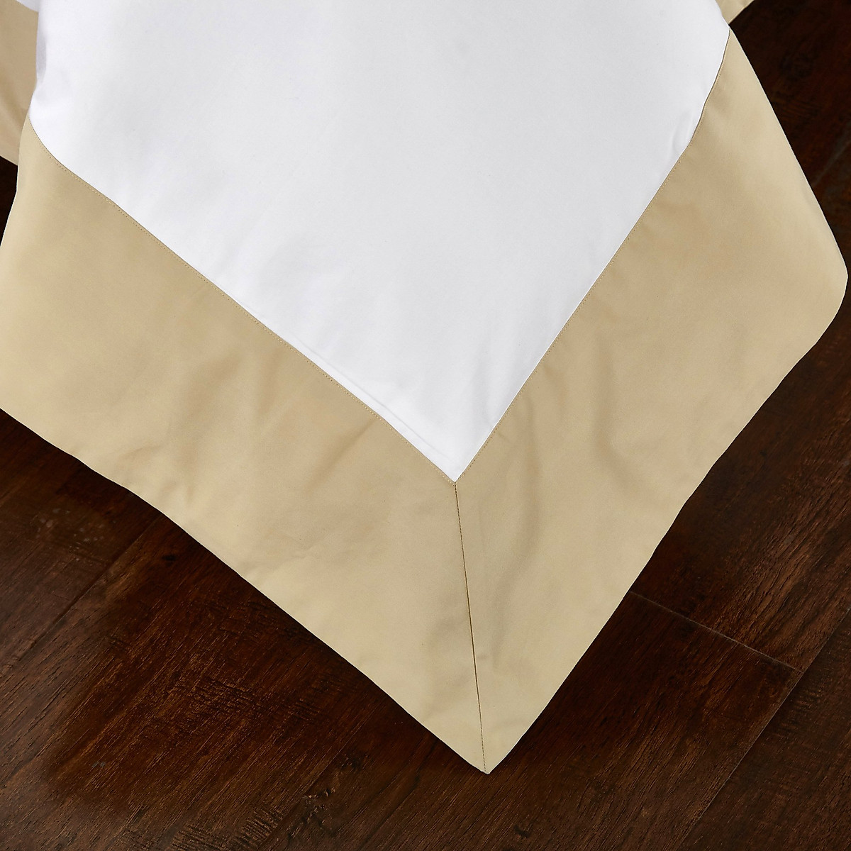 Bicolore Collection Duvet Covers Set 3 Pieces Do Not Include Filling ClassIC European 100% Egyptian Cotton Sateen Luxury 400 Thread Count Frame Patchwork Manufacturing(White/Beige,King)