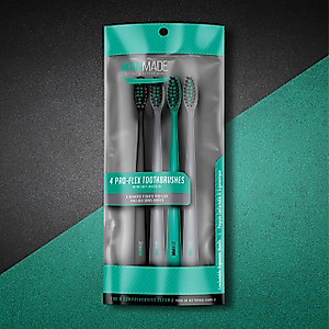 Man Made: 4 Pro-Flex Ultrs Soft Toothbrushes for Adults, Manual Toothbrushes, Become a Better Man - Ultra Soft Medium Tip Bristles (Green)