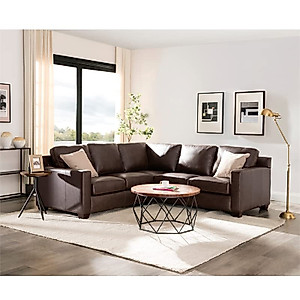 Nice Link Home Furnishings Lauren Leather Two Piece Dark Brown Colored Sectional