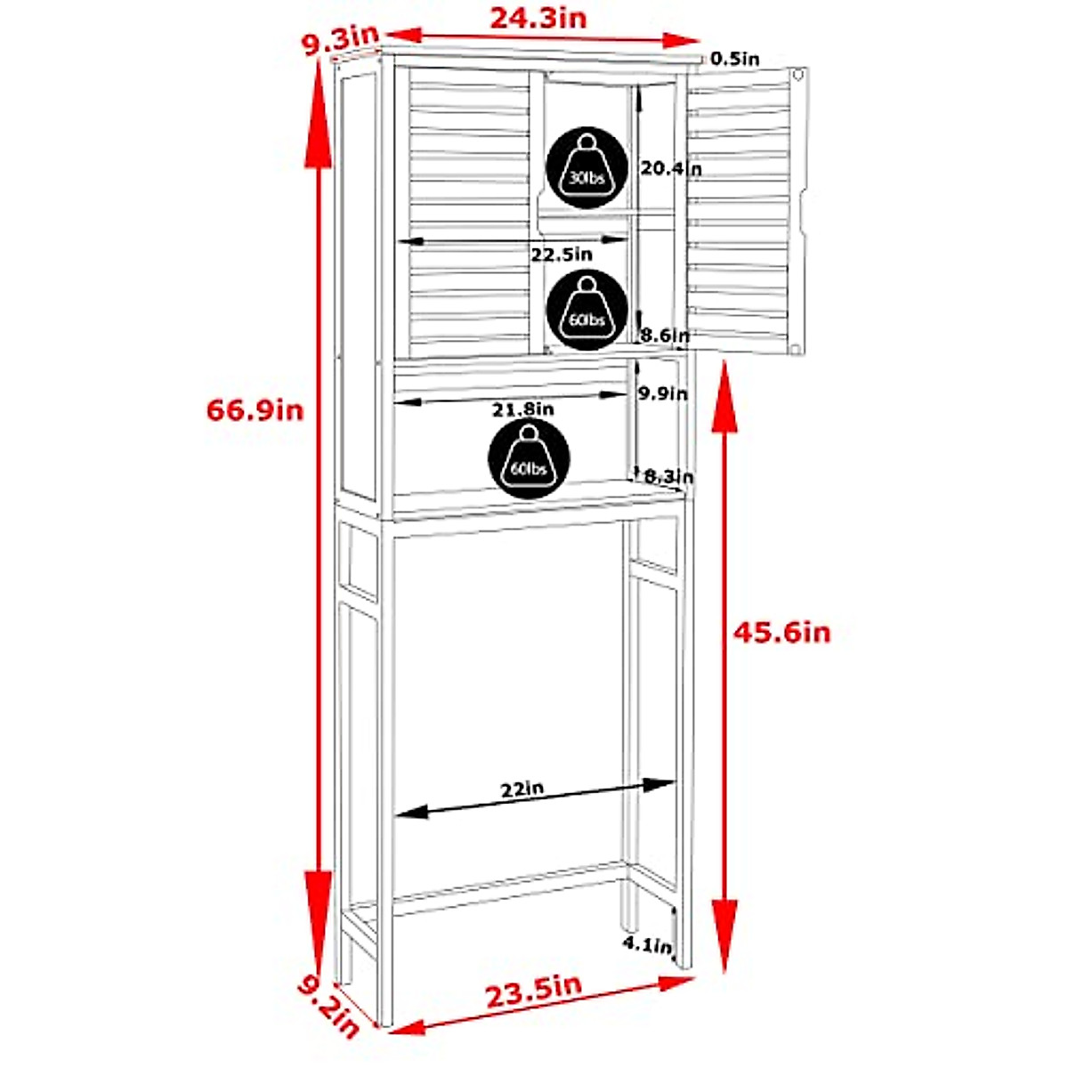 VEIKOUS Bamboo Over The Toilet Storage Cabinet, Bathroom Space Saver, Over The Toilet Rack with Adjustable Shelf, Natural Color