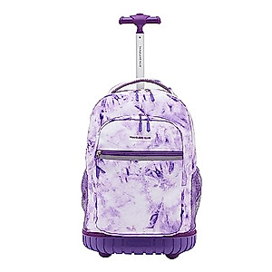 Travelers Club Rolling Backpack with Shoulder Straps, Purple Tye, 18-Inch