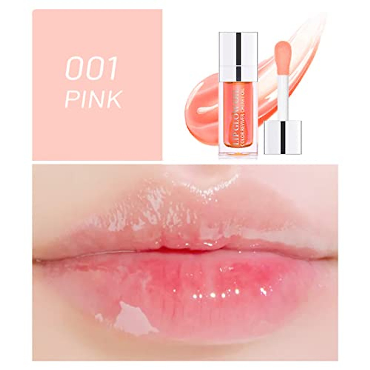 Yasovigi Hydrating Lip Oil Plumping Lip Tint Moisturizing Lip Gloss, Transparent Lip Balm Care Stick Nourishing Repairing Non-sticky, Moisture&Lighten Lip Lines (Pink)