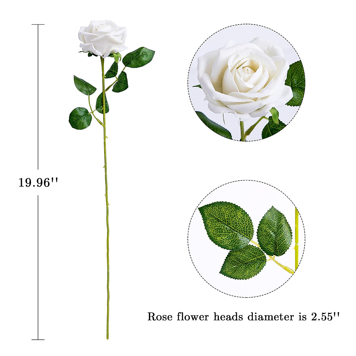 Fake Roses Artificial Silk Flowers - 12 Pcs White Roses Artificial Faux Flowers with Stems for Home Wedding Centerpiece Hotel Office Decor