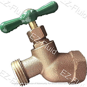 EZ-FLUID 3/4" FIP X 3/4" MHT Brass No-Kink Hose Bib, Heavy Duty Outdoor Garden Spigot Shut Off Valve (1 Pack)